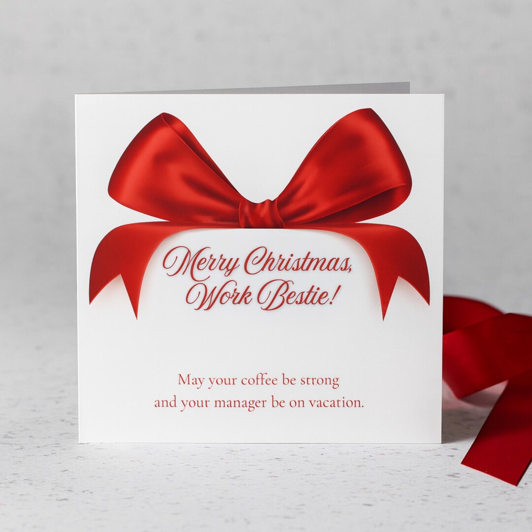 Work Bestie Christmas Card , Funny Office Holiday Card , Coworker Gift ...