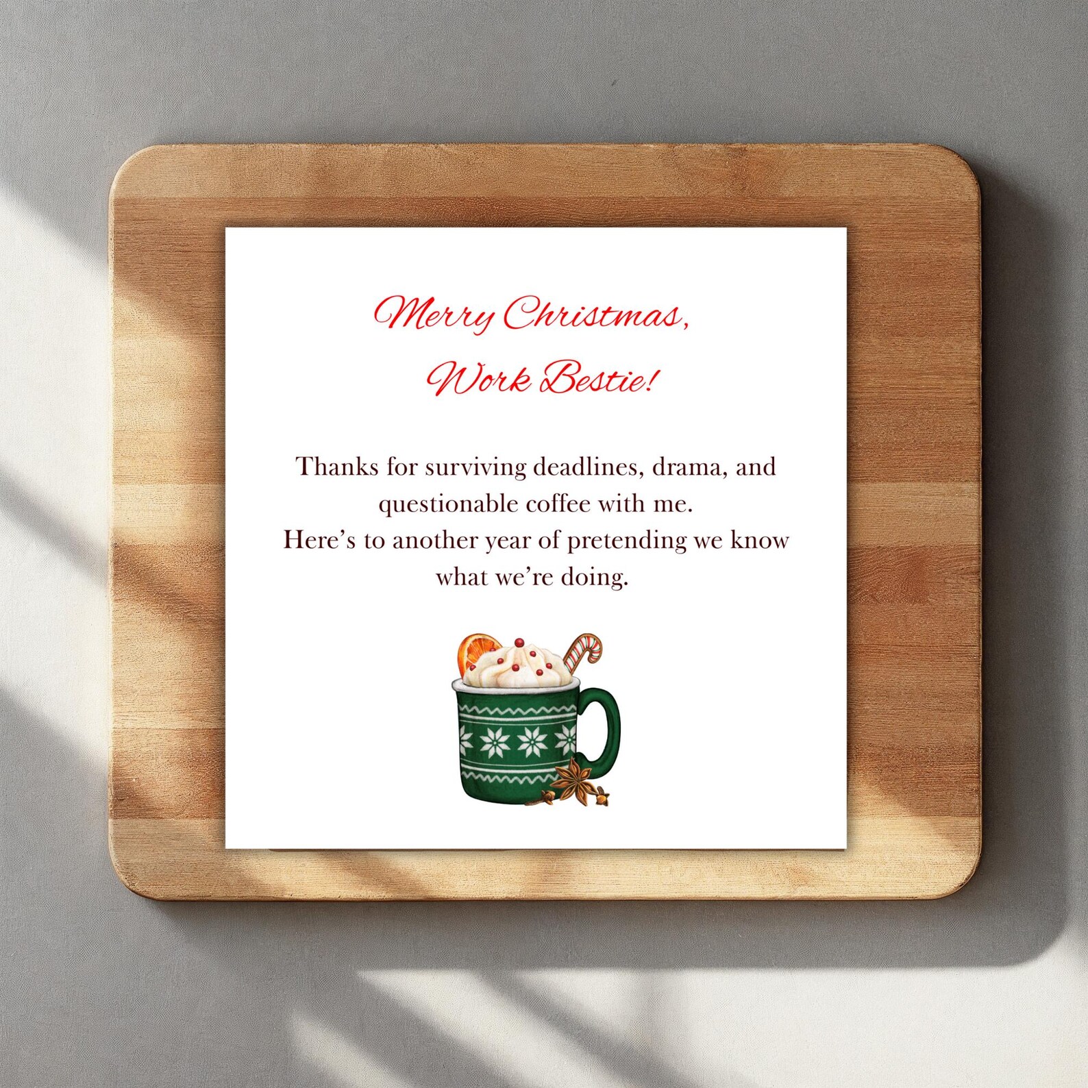 Work Bestie Christmas Card , Funny Office Holiday Card , Coworker Gift ...