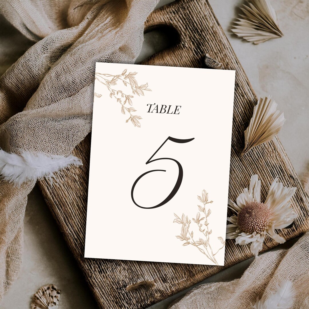Rustic Wedding Table Numbers | Printable Table Cards | Elegant Boho ...