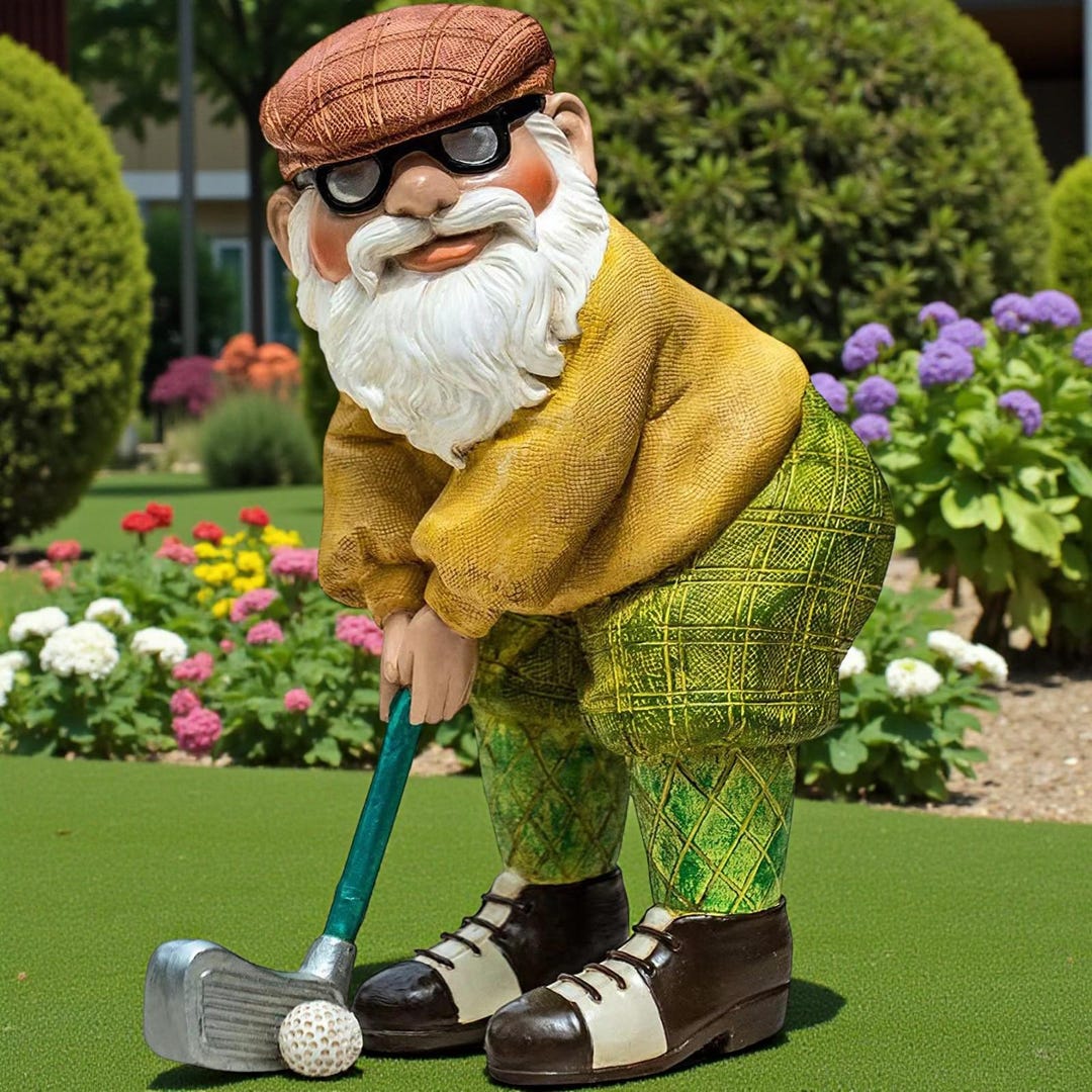 Golfing Gnome Statue – Whimsical Resin Garden Decor - Etsy