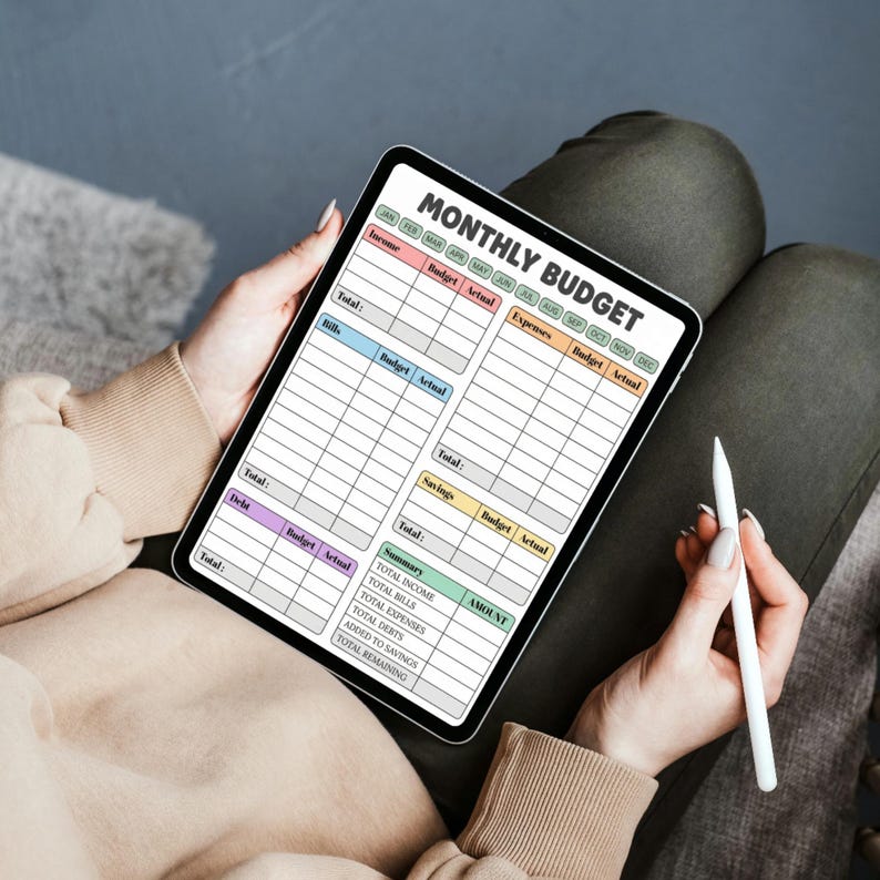 Printable Monthly Budget Planner | Colorful Monthly Spending Tracker ...