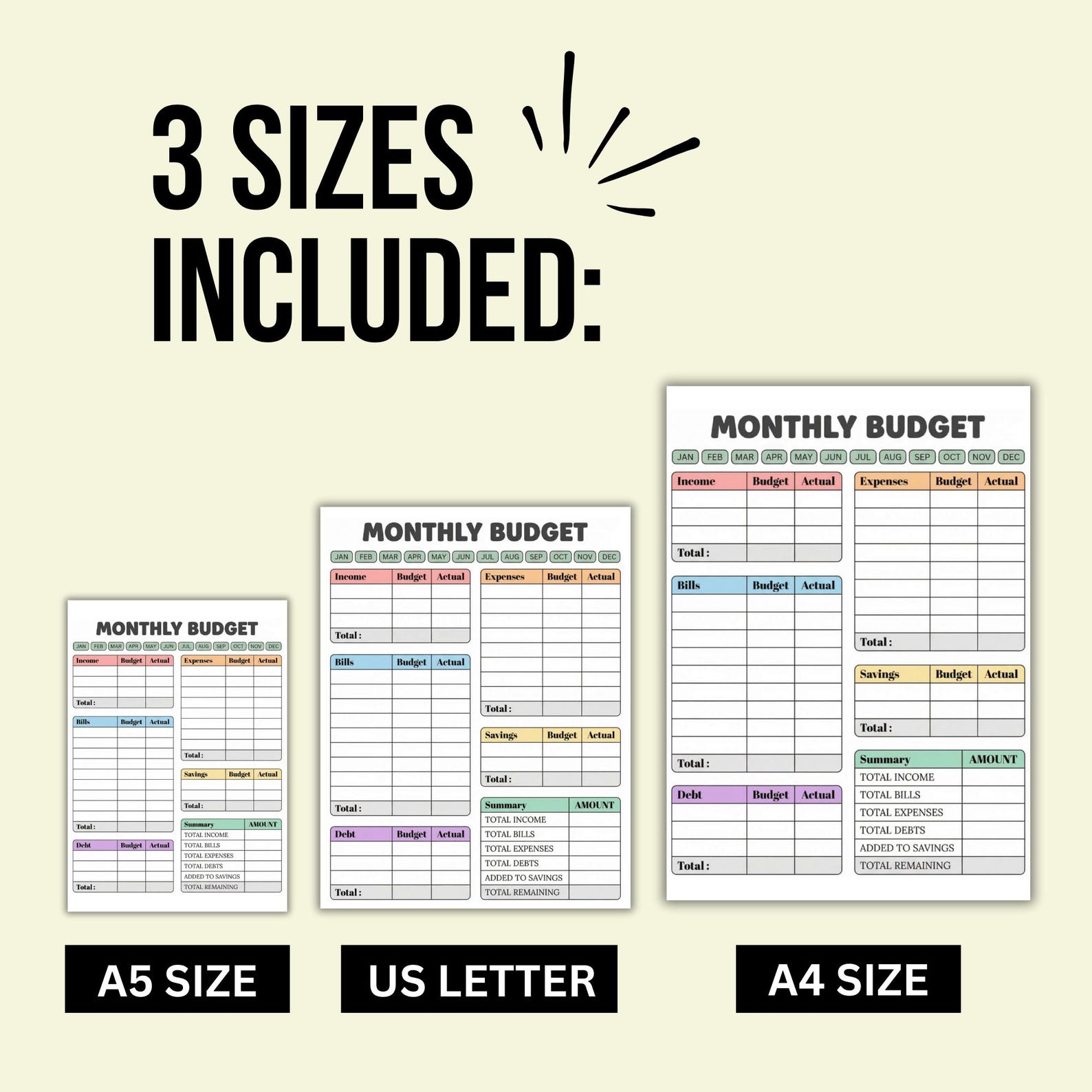 Printable Monthly Budget Planner | Colorful Monthly Spending Tracker ...