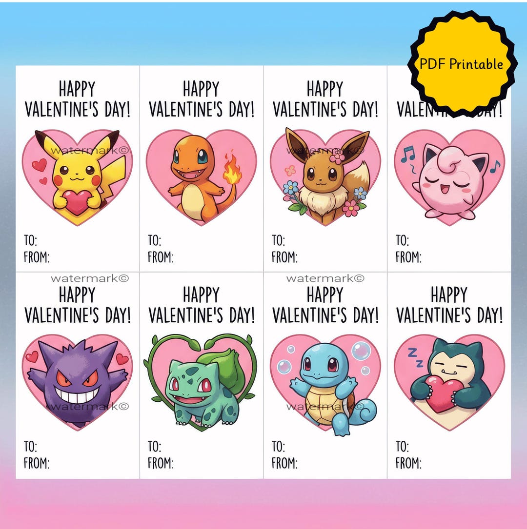 Tarjetas de San Valentín de Pokémon, regalo de anime para niños ...