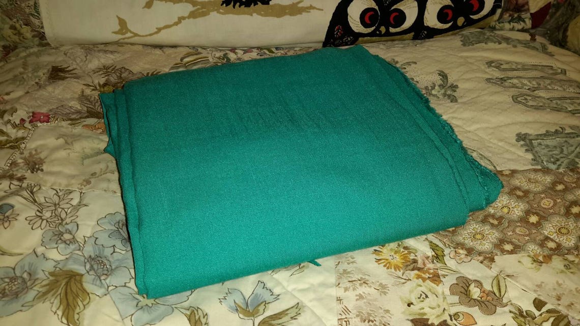 Fabric Teal Linen Blend Two Plus Yards by Antiquesandvaria NEW | Etsy