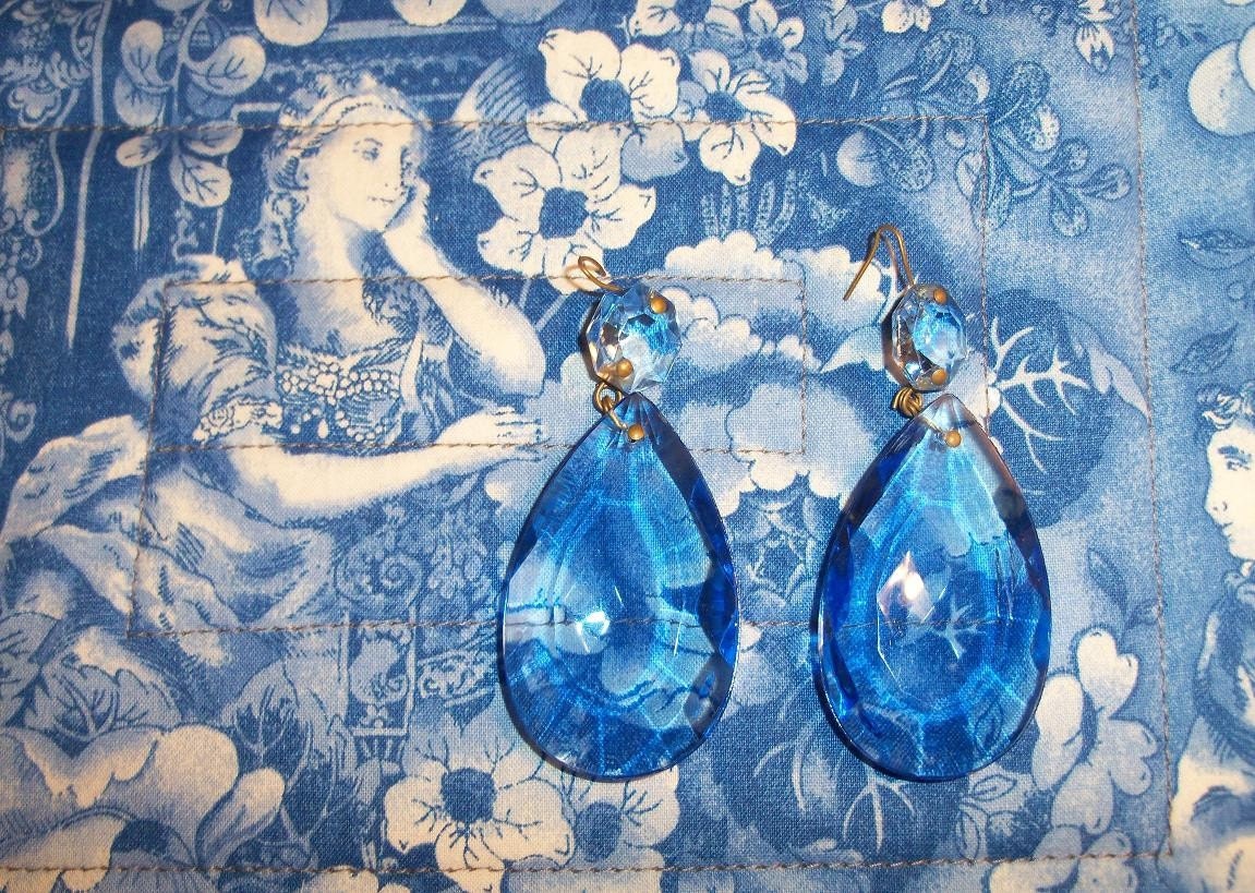 Dazzling Pair Antique Blue Teardrop Crystals From | Etsy