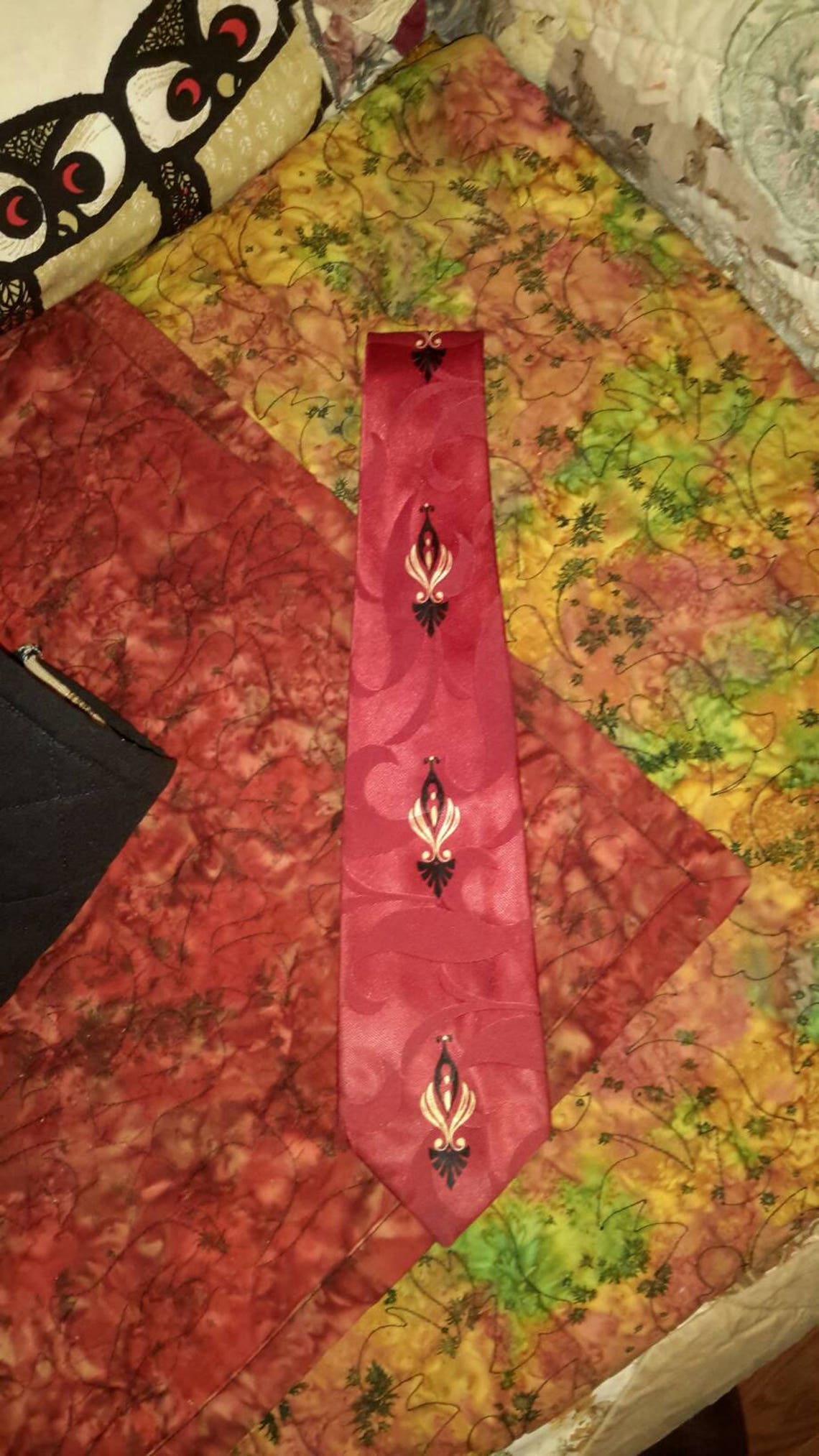 Necktie Vintage Menswear Crimson Jacquard Triple Crest Wide Tie by ...