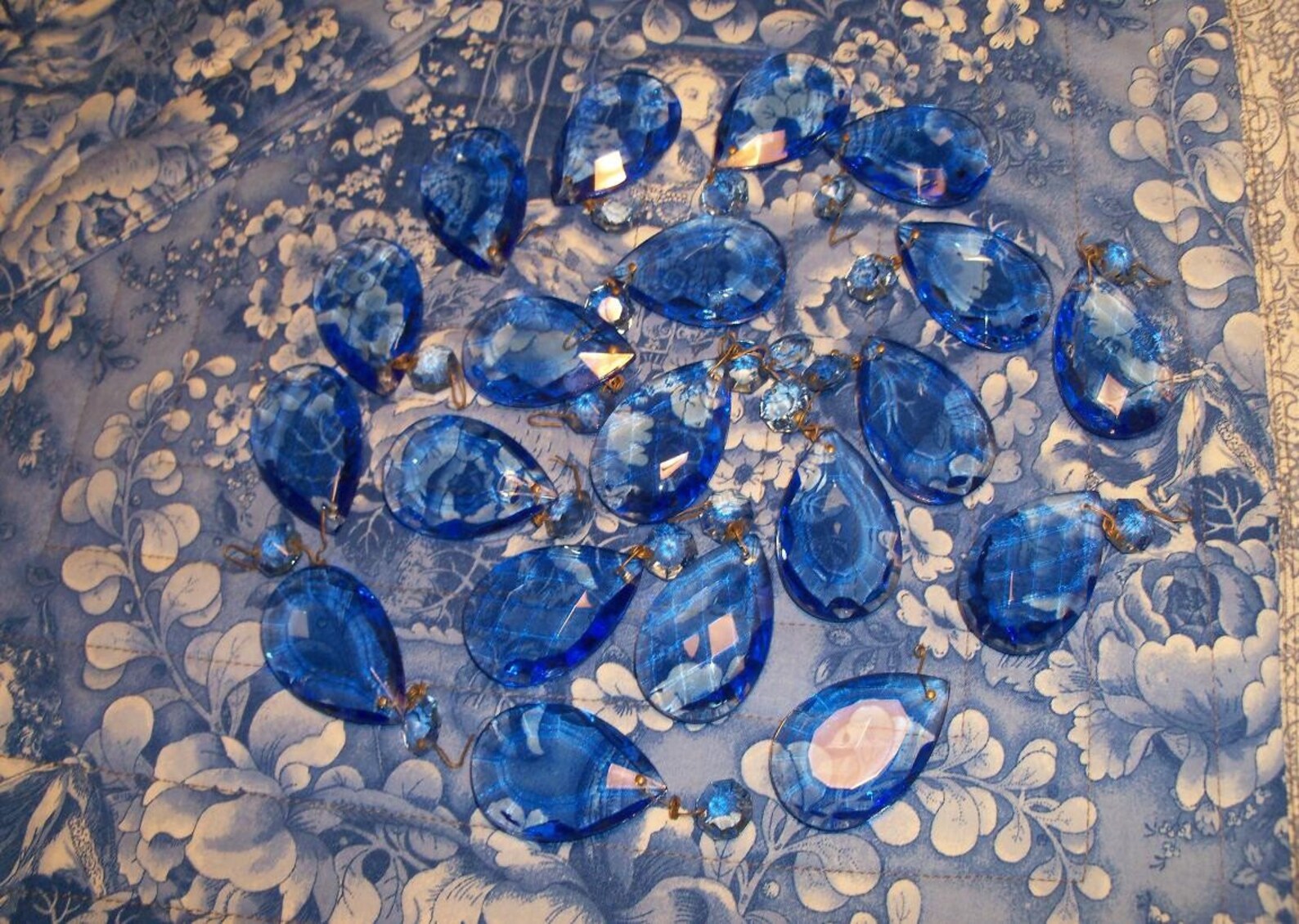 Dazzling Pair Antique Blue Teardrop Crystals From | Etsy