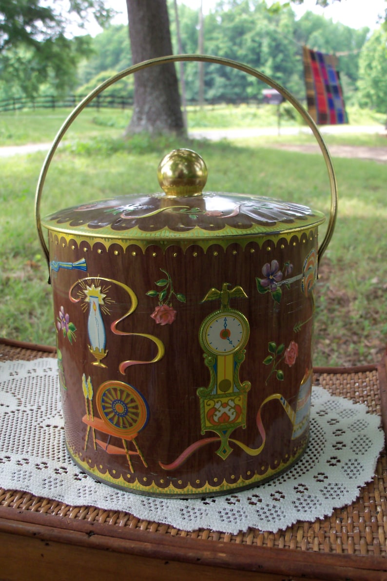 Tin Ice Bucket Mid Century Beverage Serving Metal With Handle | Etsy