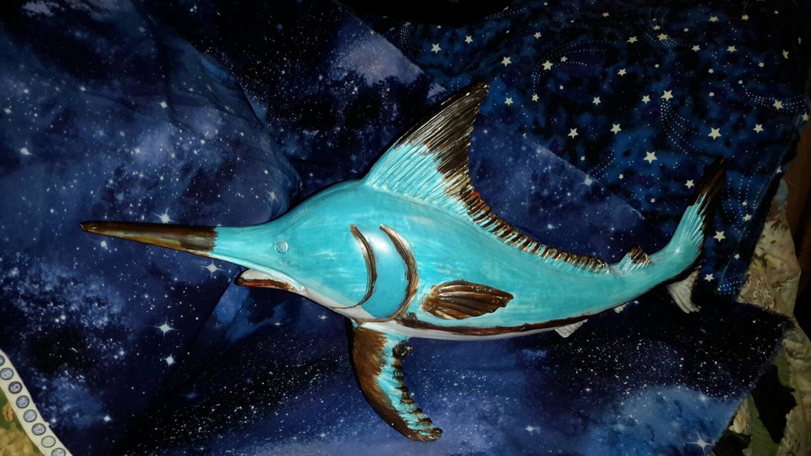 Sword Fish Sculptural Art Object Shore Life Decor Nautical | Etsy