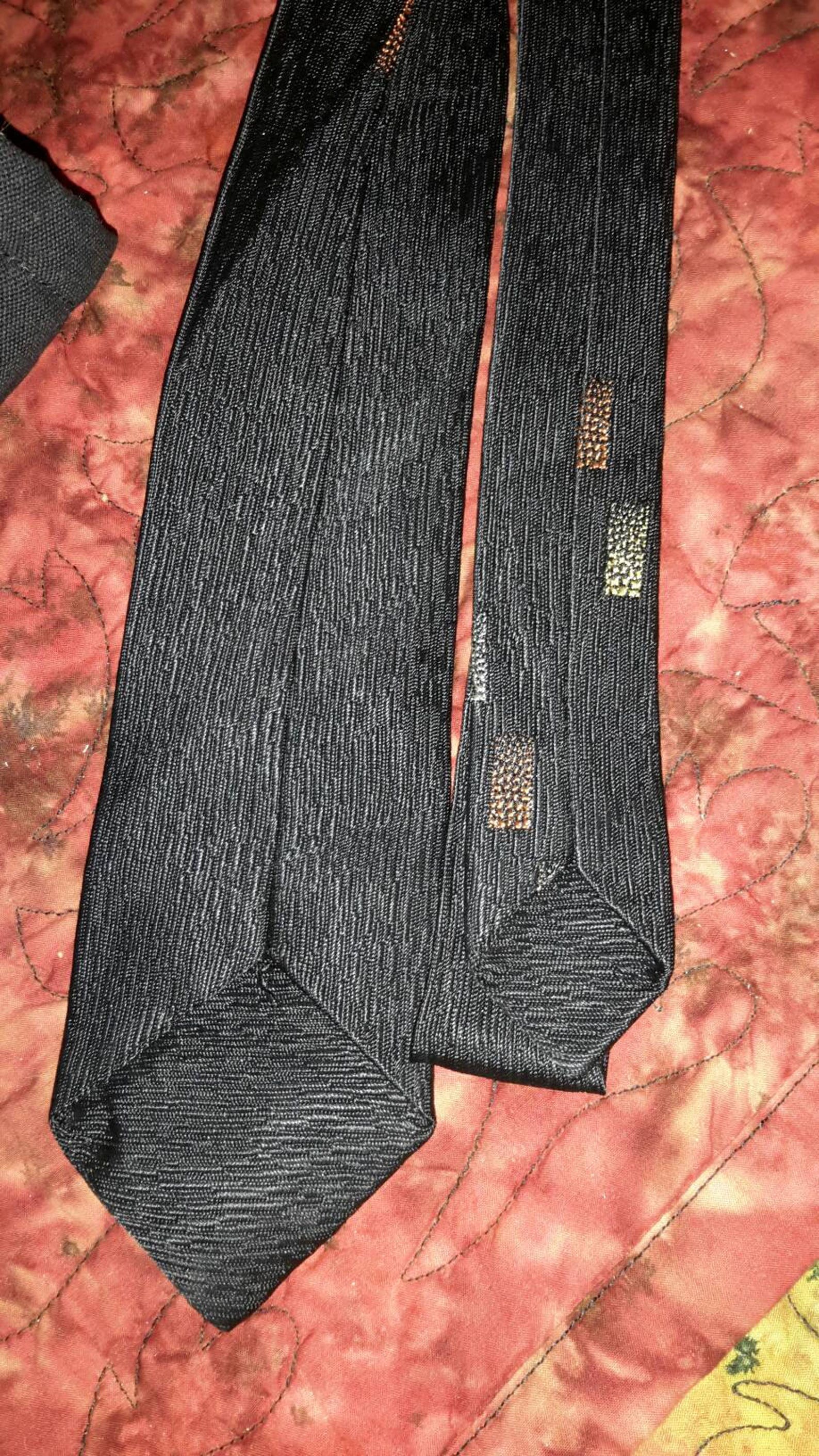 Necktie Vintage Metallic Skinny Tie Jacquard Wearable Art | Etsy