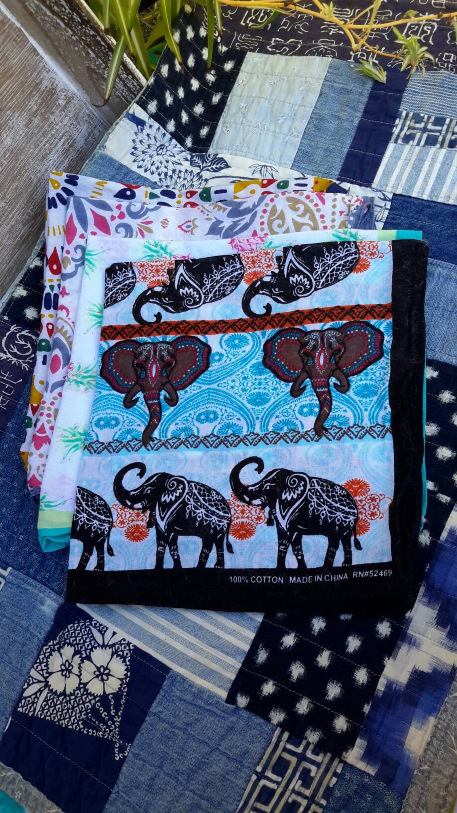 Indian Motif Handkerchief Bandana Lot of Five Cotton Great for - Etsy