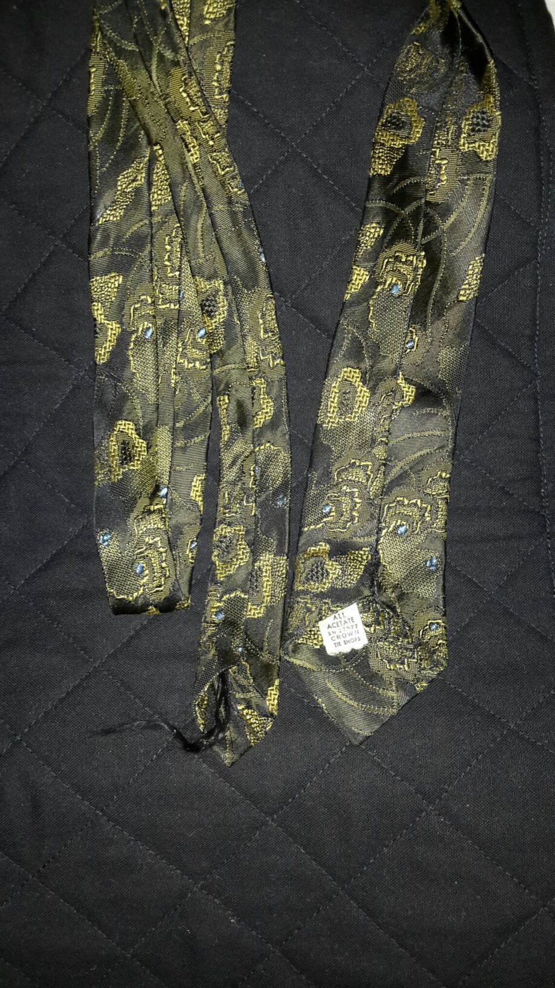 Necktie Metallic Skinny Tie Jacquard Black and Gold Textural - Etsy