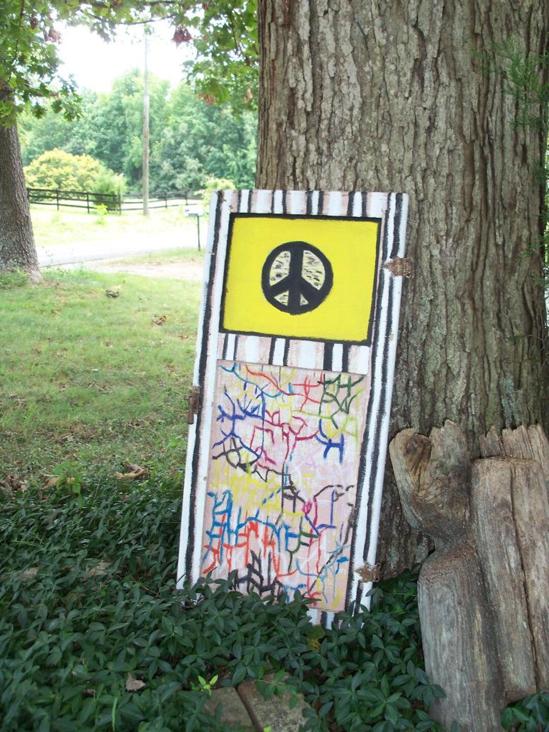 Pop Art Hippie Peace Mixed Medium Hoosier Door Avant Garde Boho Free ...