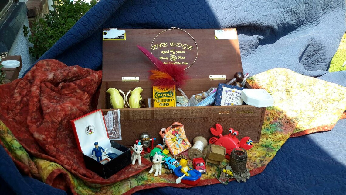 Treasure Chest Time Capsule Over 50 Pieces in Wooden Chest Nostalgic ...