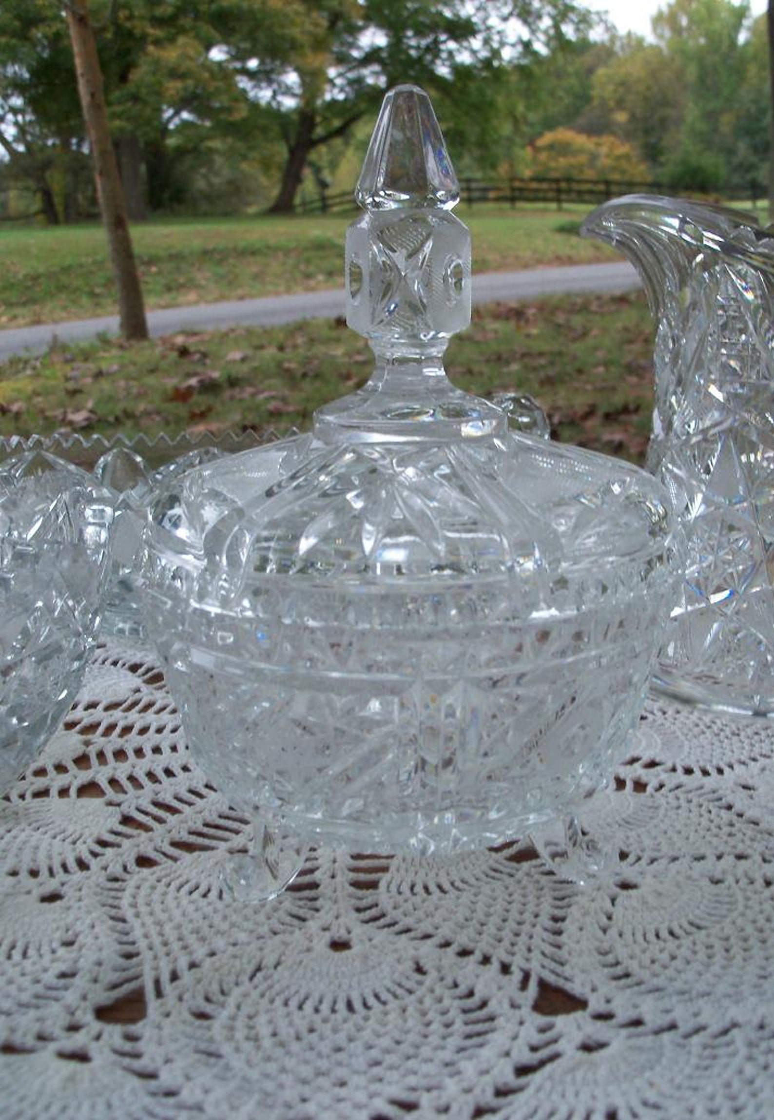 Antique Crystal Serving Set Brilliant Period Pitcher Handled | Etsy