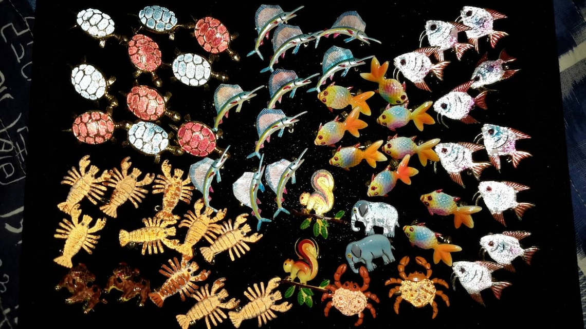 Jewelry Pin Mini Sea Creatures Fish Animals Turtle Multiple Sets Great ...