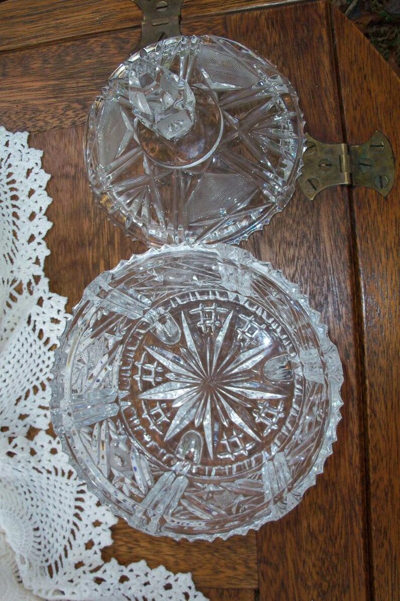 Antique Crystal Serving Set Brilliant Period Pitcher Handled Server ...