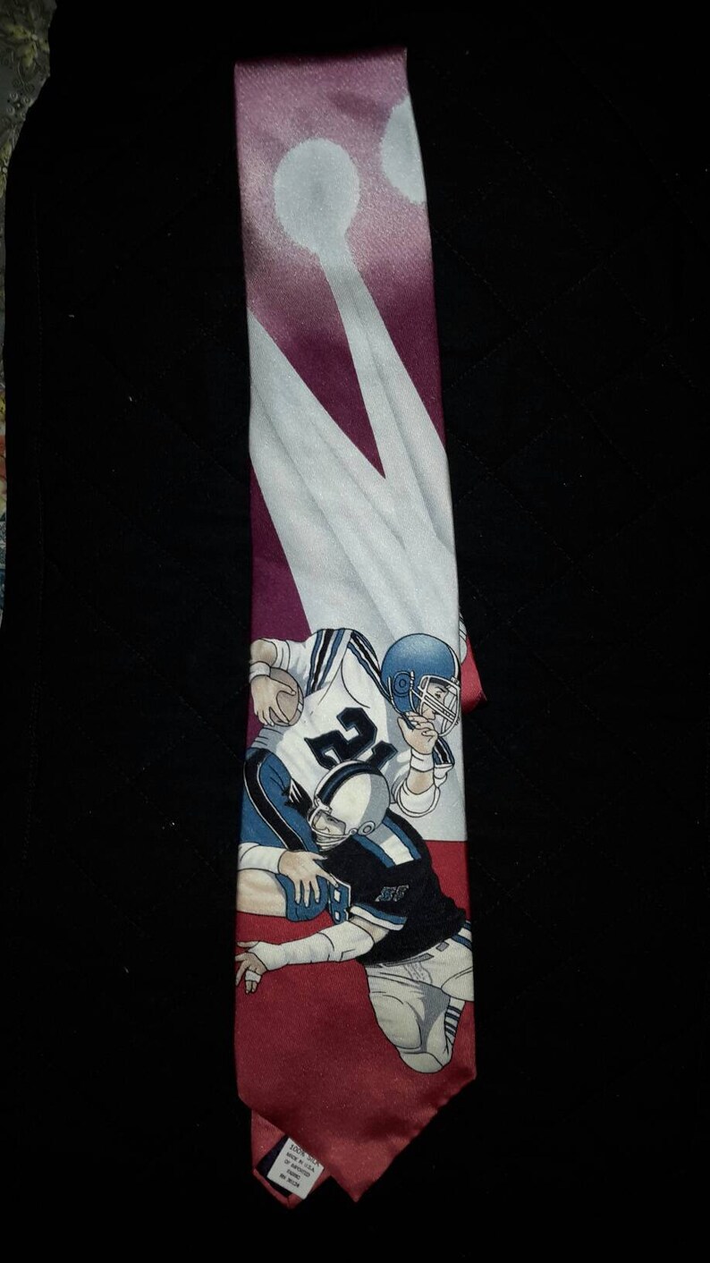 Necktie Football Tie Red White & Blue Made in USA Vintage - Etsy