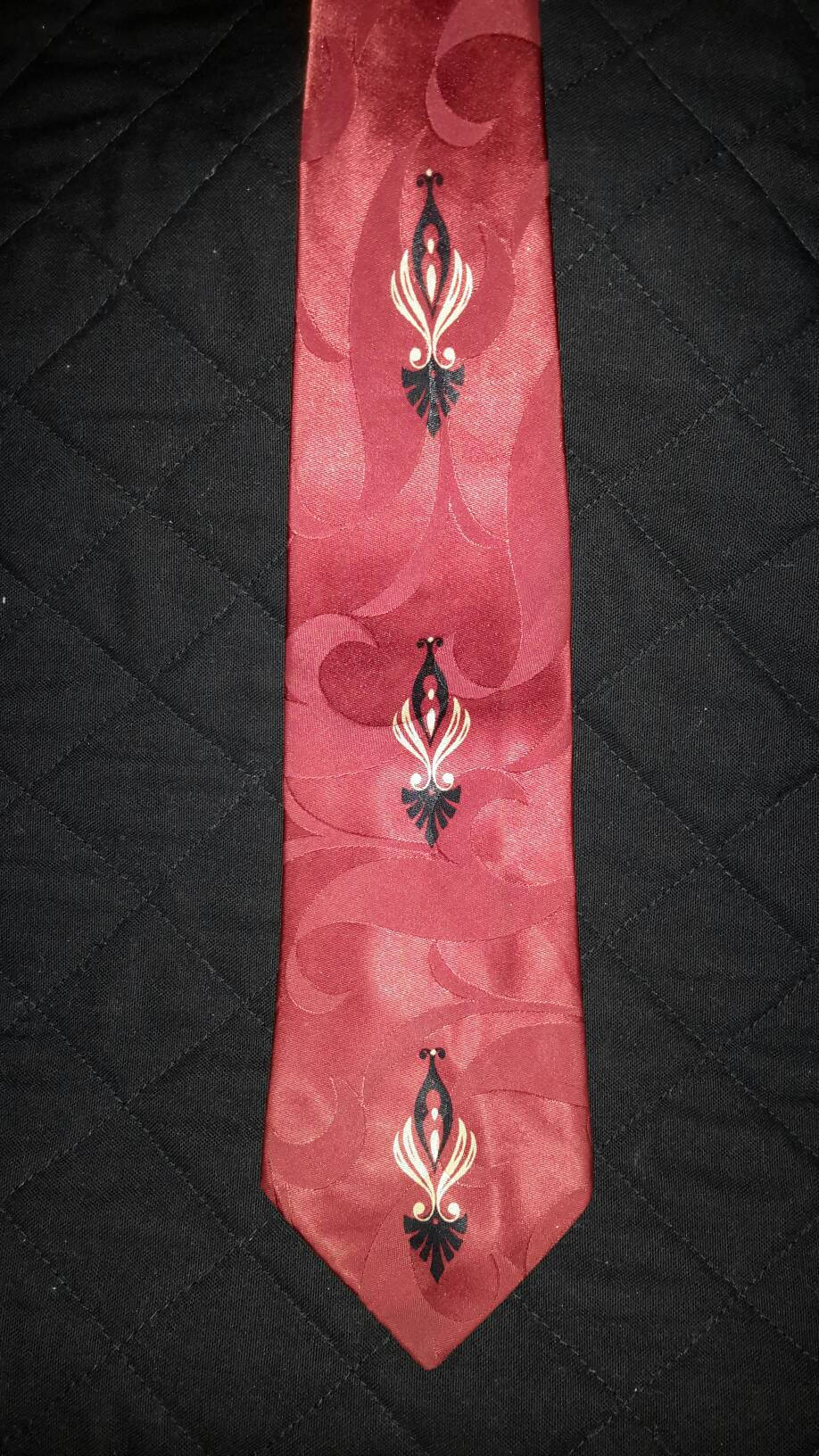 Necktie Vintage Menswear Crimson Jacquard Triple Crest Wide Tie by ...