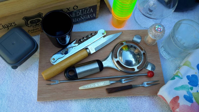 Travel Bar Vacation Backyard Staycation Kit in Cigar Chest - Etsy