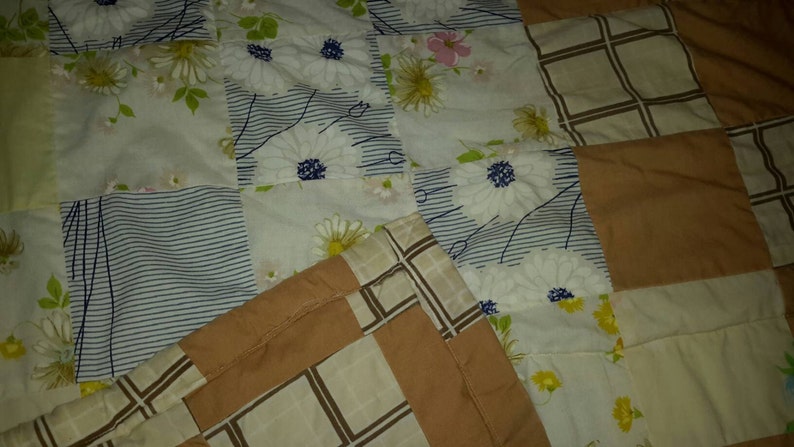 Quilt Patchwork Spring & Earth Motif Two Sided Late Mid | Etsy