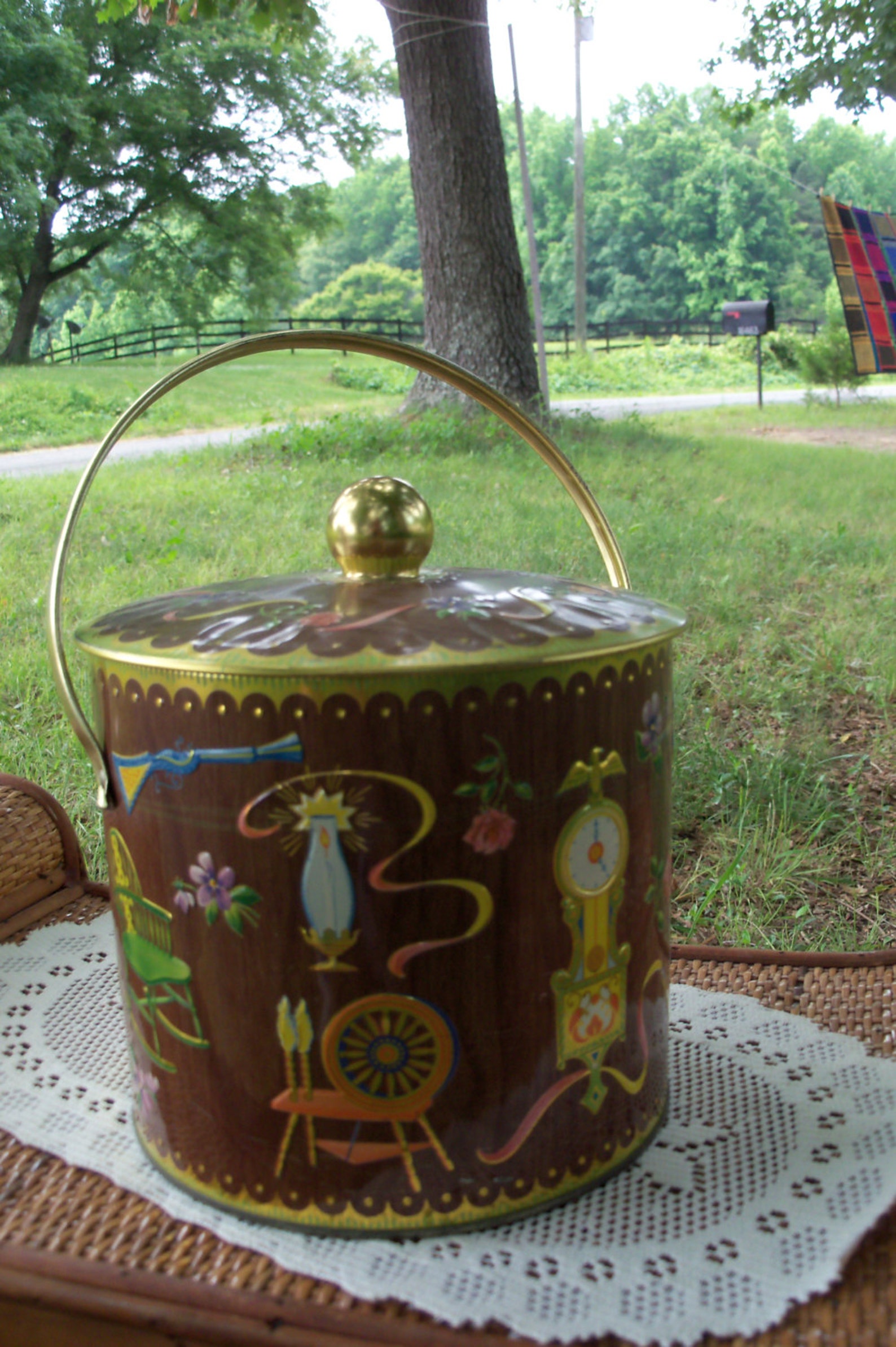 Tin Ice Bucket Mid Century Beverage Serving Metal With Handle | Etsy