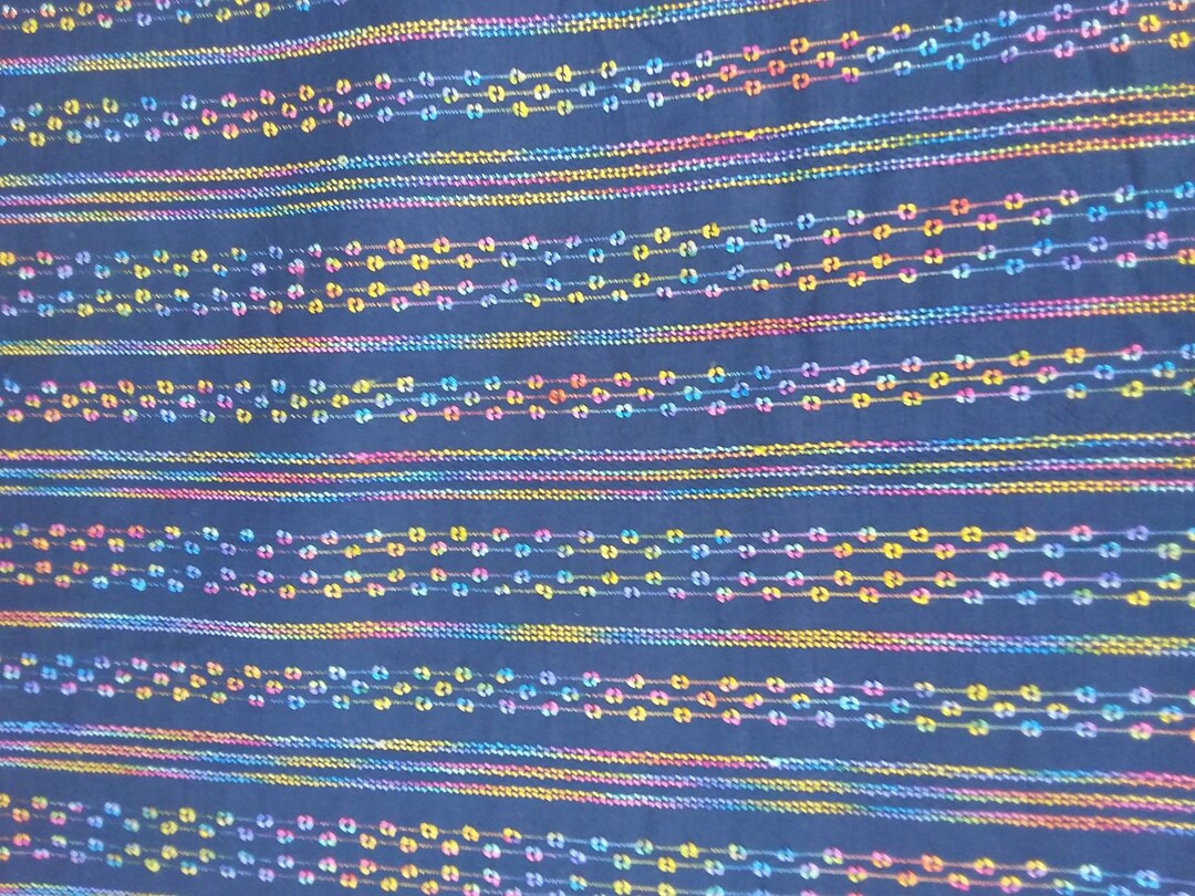 Fabric Indigo Classic Tribal Stripes Rainbow Embroidered Exceptional 56 ...
