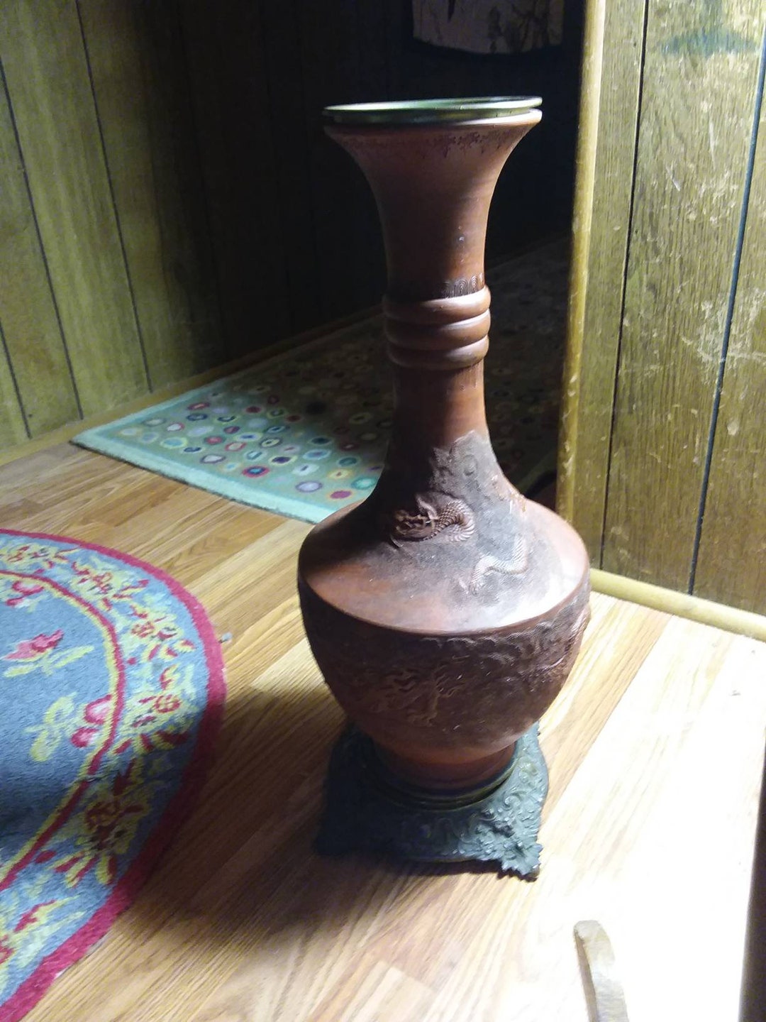 Urn Antique Chinese Cinnabar Dragons Intricate Art Early Century Luxe ...