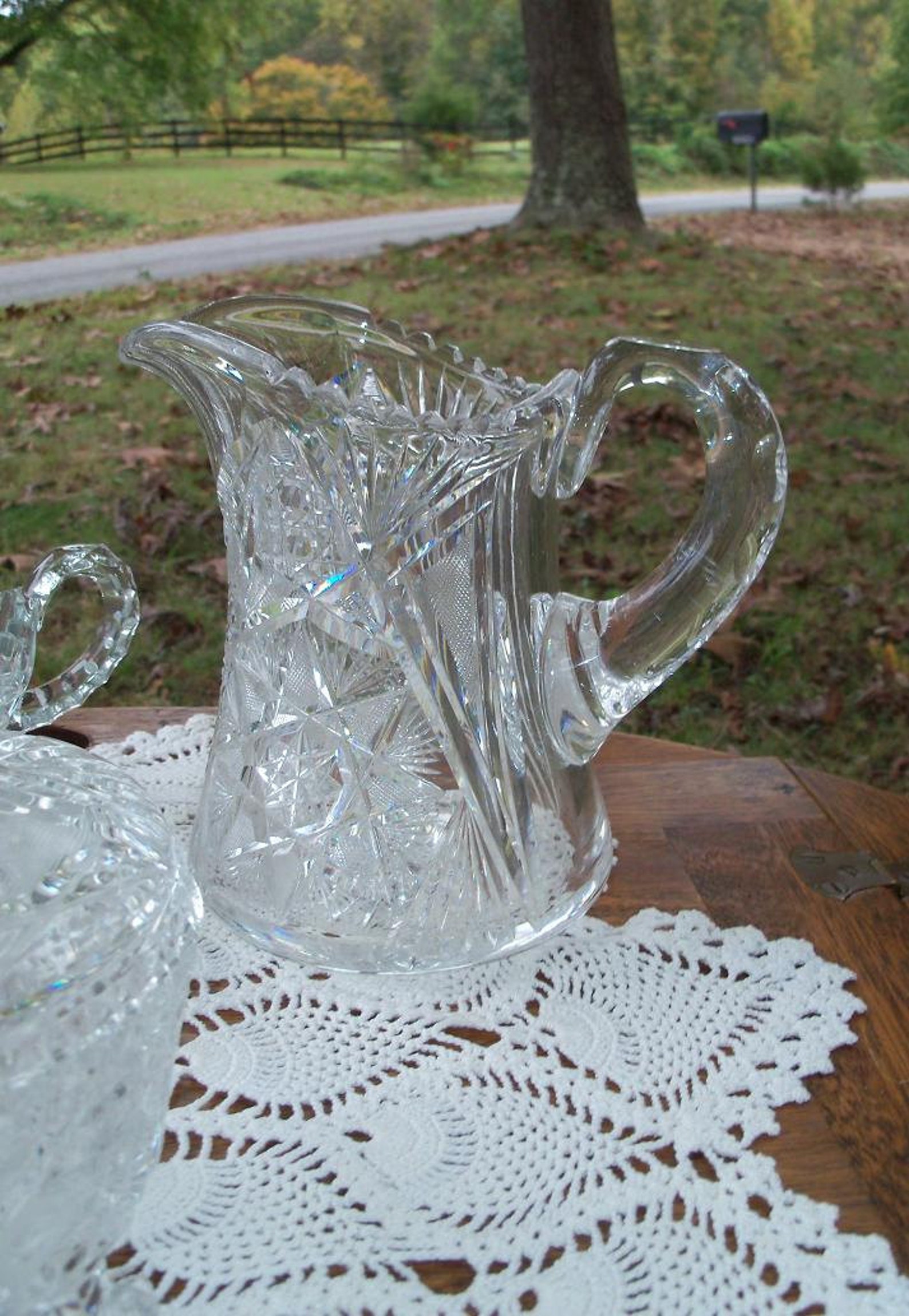 Antique Crystal Serving Set Brilliant Period Pitcher Handled | Etsy