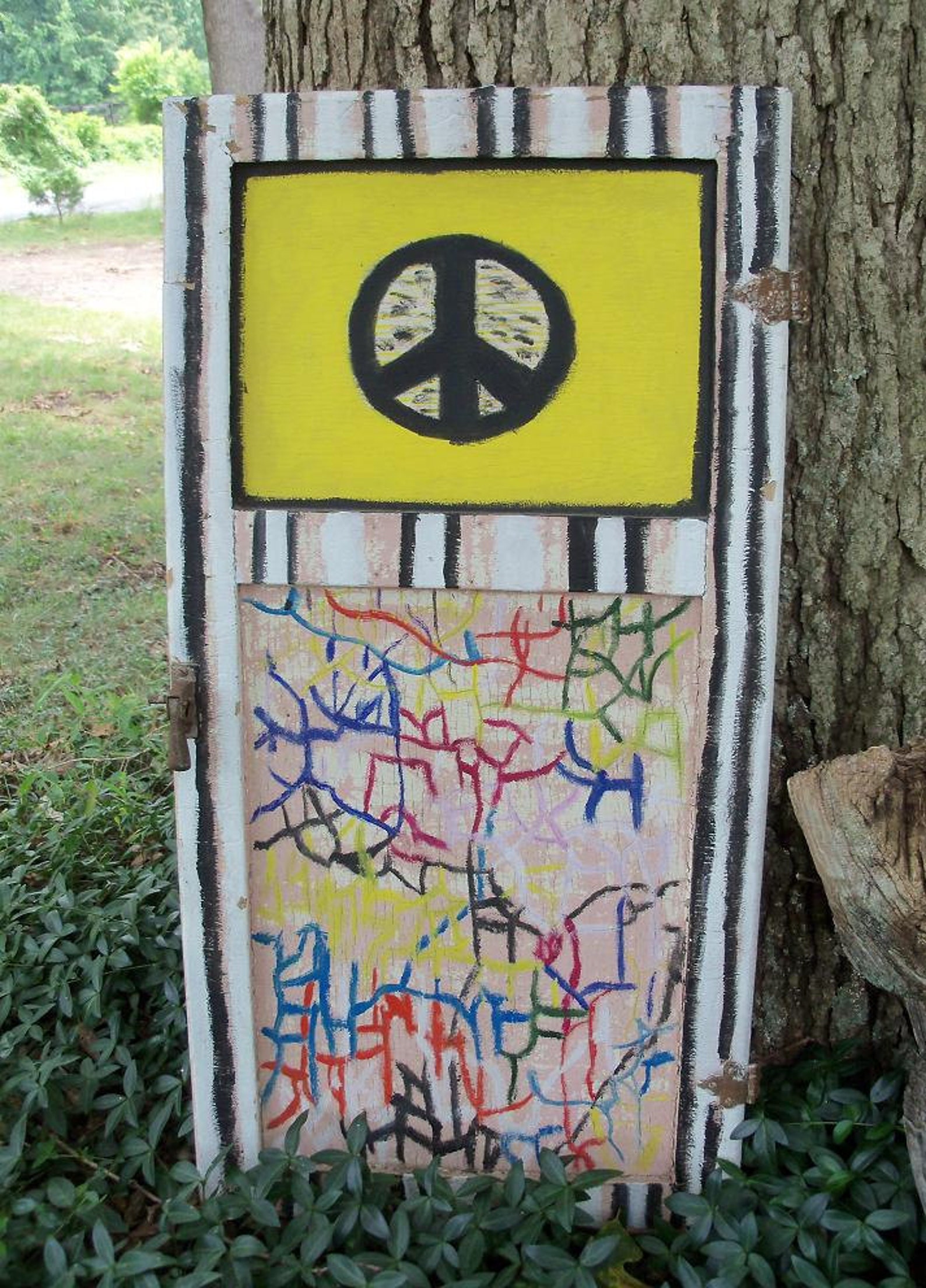 Pop Art Hippie Peace Mixed Medium Hoosier Door Avant Garde Boho Free ...