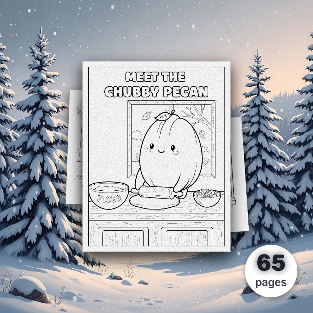 Chubby Pecan Fall Coloring Book, Printable Thanksgiving Activity - Etsy