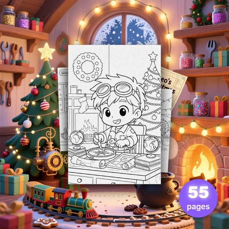 Leo Inventor Christmas Coloring Pages | Printable Kids Engineer & Robot ...