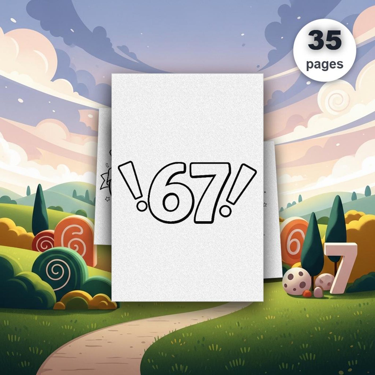 67 Coloring Page, Coloring Book, Six Seven Printable, Viral 67 Coloring ...