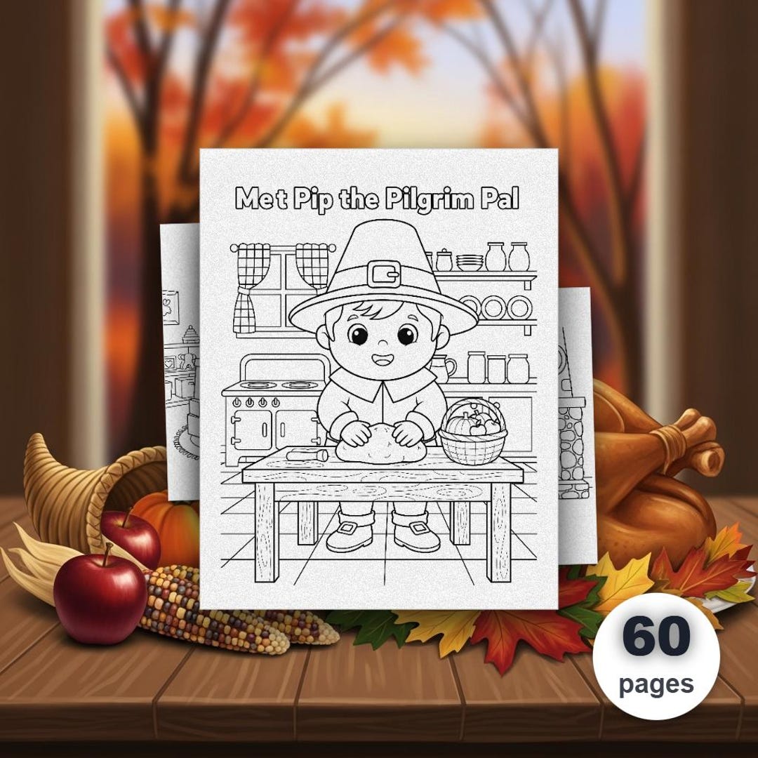 60 Pip the Pilgrim Coloring Pages for Kids | Printable Thanksgiving ...
