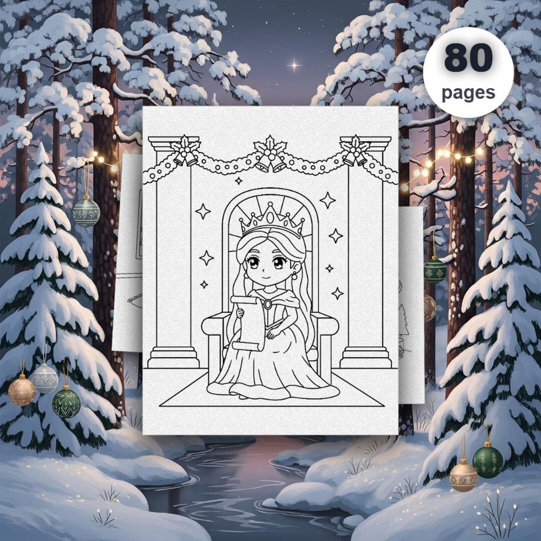 Royal Christmas Princess Coloring Pages for Kids | Holiday Activity ...