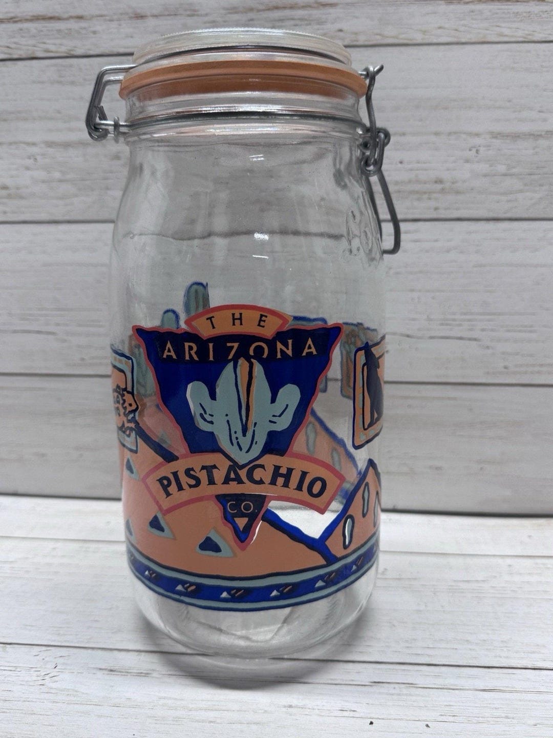 Vintage 2L Glass Jar With Lid Arizona Pistachio Company Mason Canister ...