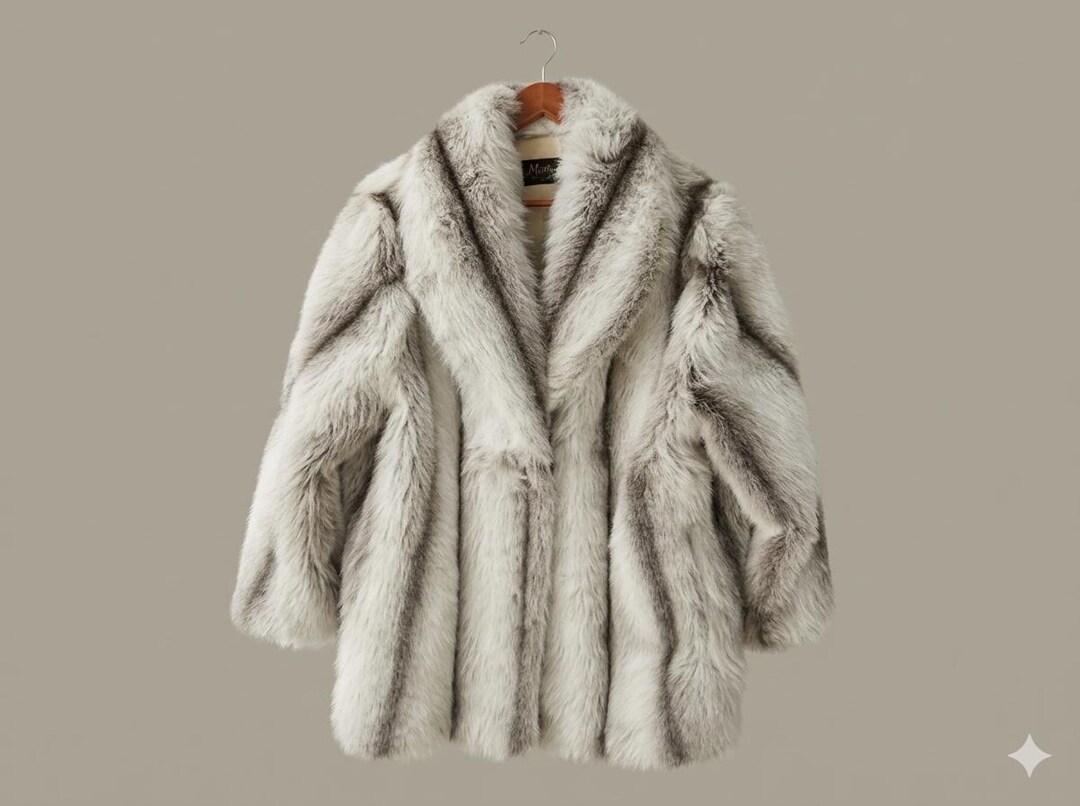 Vtg Monterey Fashions Faux Fur Coat | XXL | 2XL | White Brown | Boho ...
