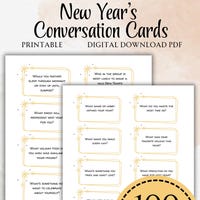 New Year's Eve Conversation Cards, New Year's Eve Party Game, New Year ...