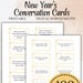 New Year's Eve Conversation Cards, New Year's Eve Party Game, New Year ...