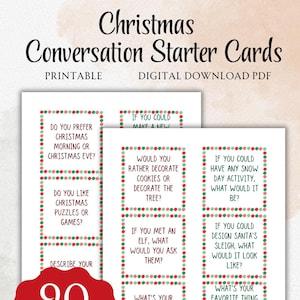 Christmas Conversation Starter Cards Printable | 90 Holiday Icebreaker ...