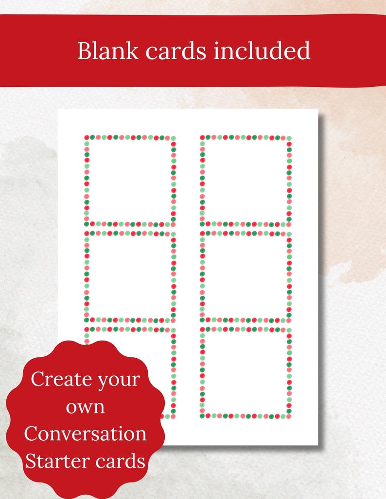 Christmas Conversation Starter Cards Printable | 90 Holiday Icebreaker ...