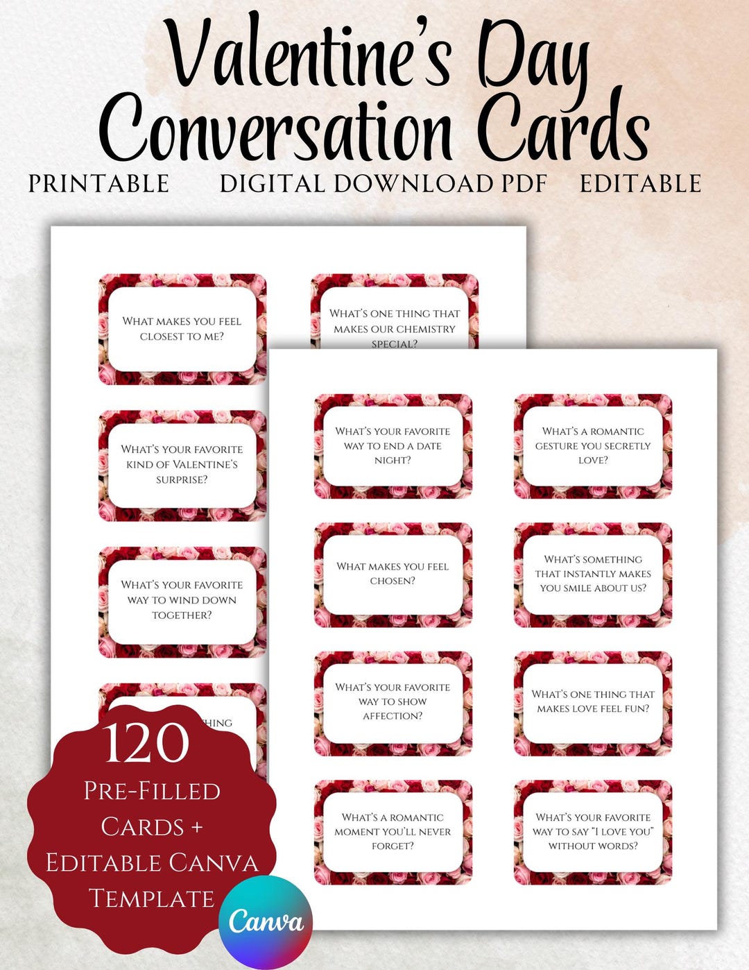 Valentine’s Day Conversation Cards for Couples | 120 Romantic & Fun ...
