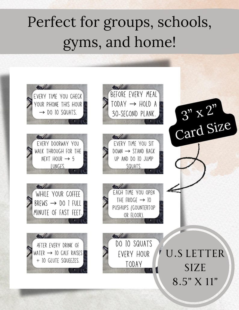 120 Fitness Challenge Cards Printable | Workout Challenge Deck ...