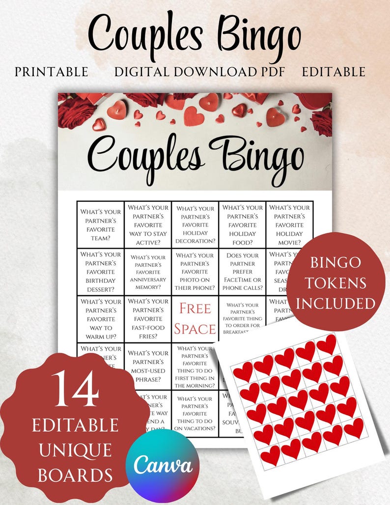 Couples Bingo Cards | How Well Do You Know Your Partner Date Night Game ...