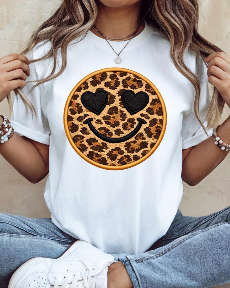 Leopard Smiley Face PNG | Heart Eyes Retro Smiley Cheetah Print ...