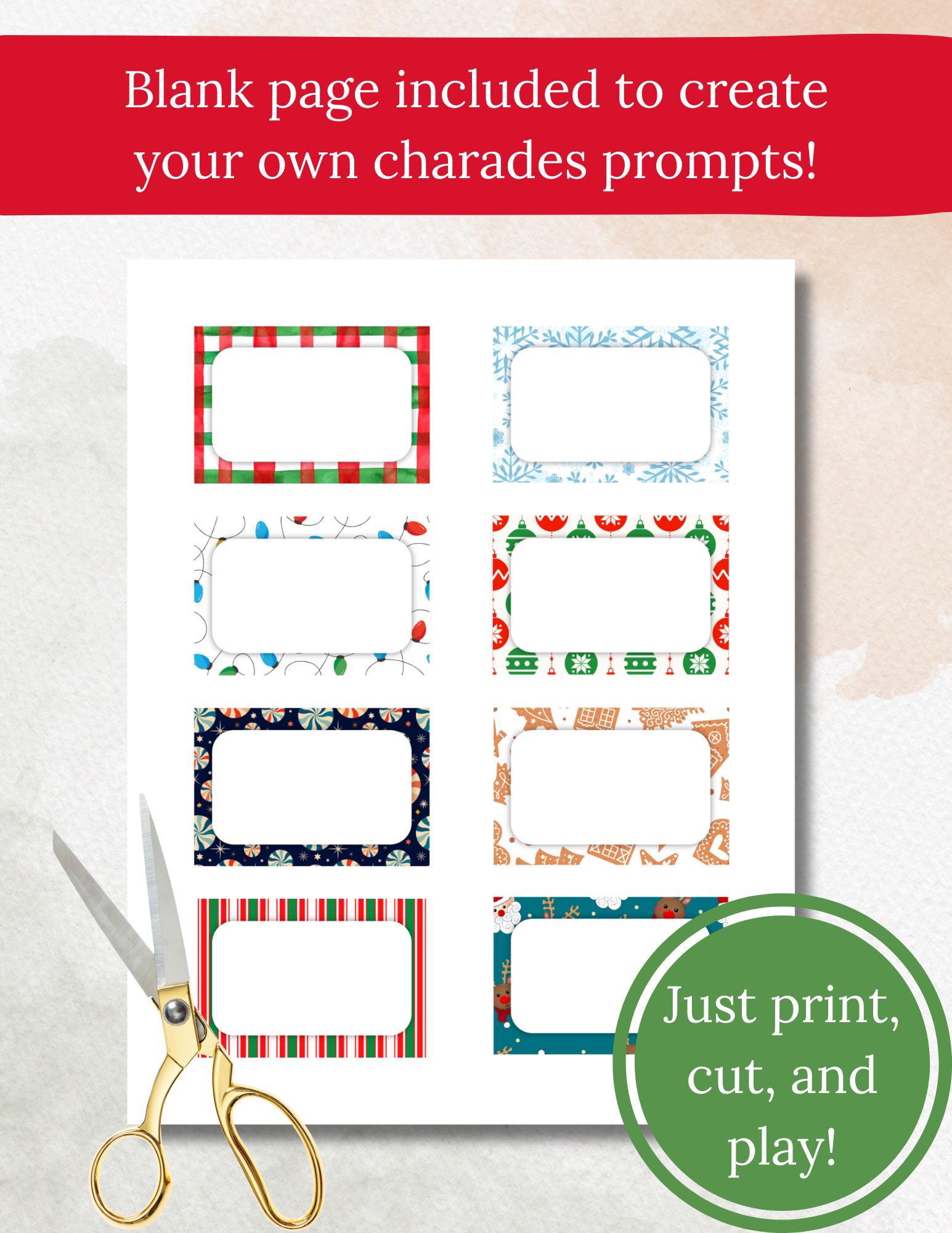 120 Christmas & Winter Charades Cards Printable Game | Holiday Party ...