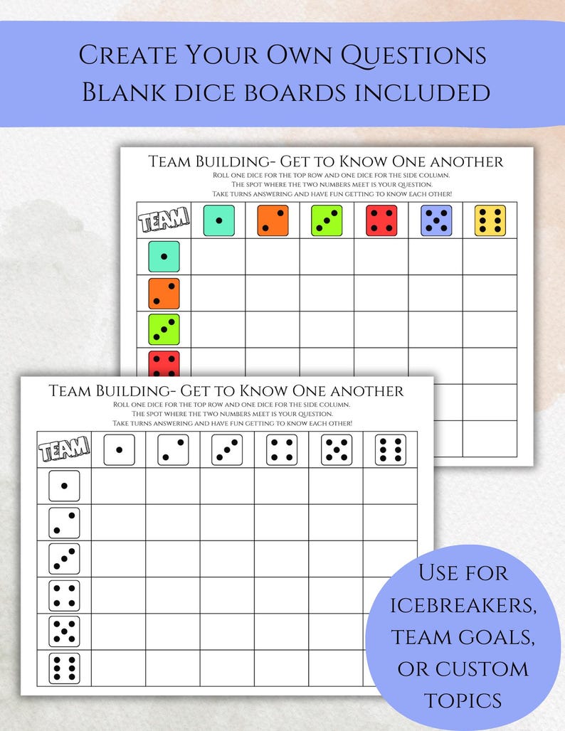 Editable Team Building Dicebreaker Game | Get to Know You Printable ...