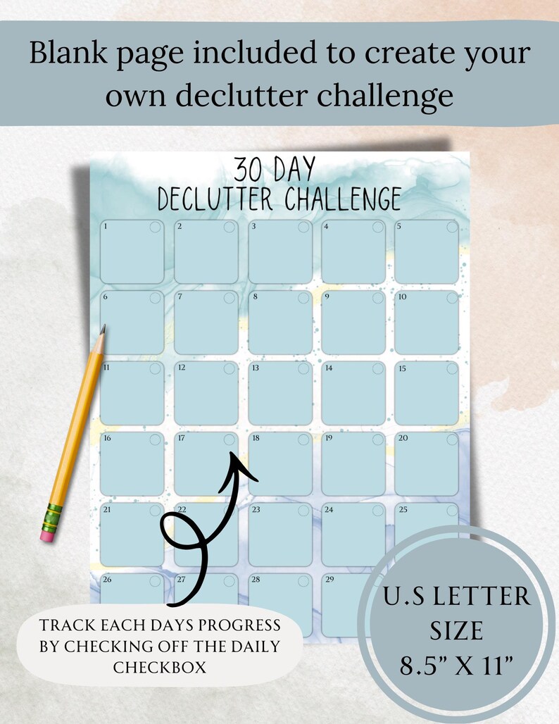 30 Day Declutter Challenge Canva Template | Editable Declutter ...