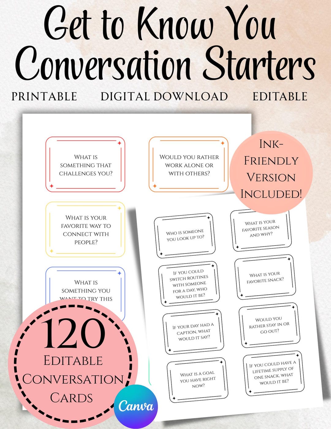 Get to Know You Conversation Starter Cards | Family & Group Icebreaker ...
