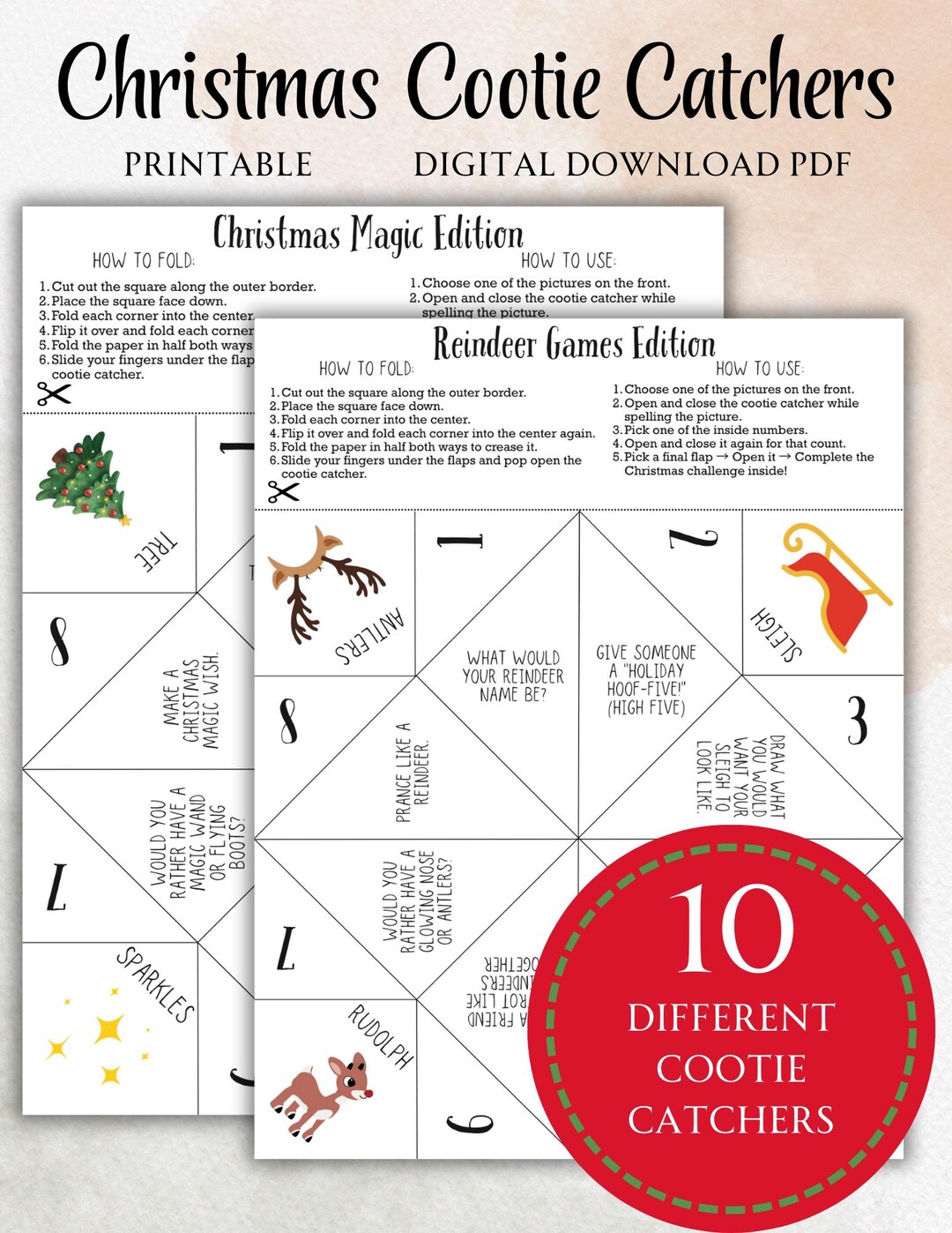 Christmas Cootie Catchers for Kids – 10 Printable Fortune Tellers ...
